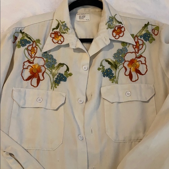 Tops | Vintage Embroidered Button Up | Poshmark